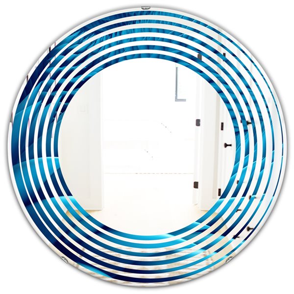 Designart 24-in Abstract Blue Wavy Modern Round Mirror MIR15751-C2-C24 ...