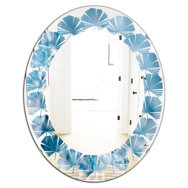 Designart 35.4-in x 23.7-in Blue crystals Agate Modern Oval Mirror | RONA
