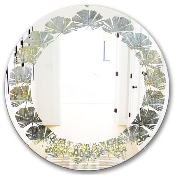 Designart 24-in x 24-in Glam Rain Abstract III Modern Round Mirror ...