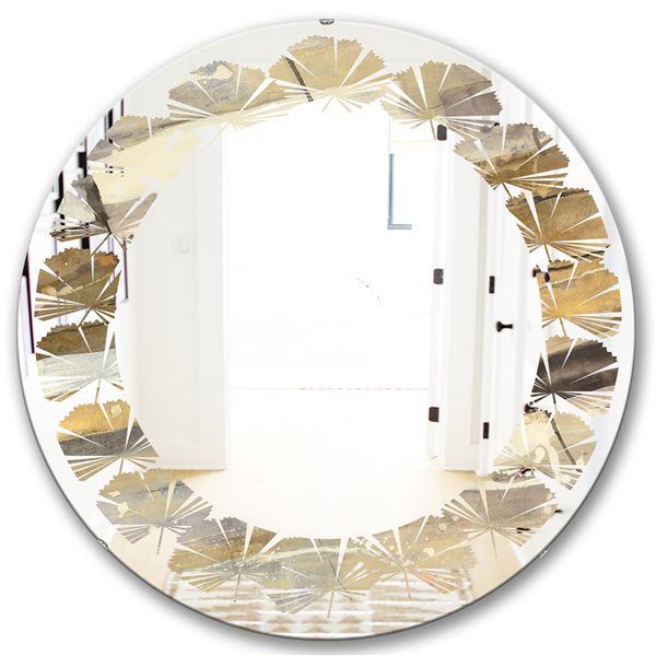 Designart 24-in Fire and Ice Minerals V Modern Round Wall Mirror ...