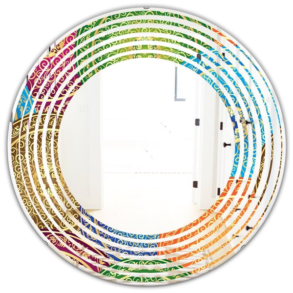 Designart 24-in Multi-Colour Circular Design IV Round Wall Mirror ...