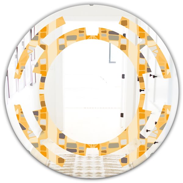 Designart 24-in Yellow Retro Geometrical Abstract II Modern Round Wall ...