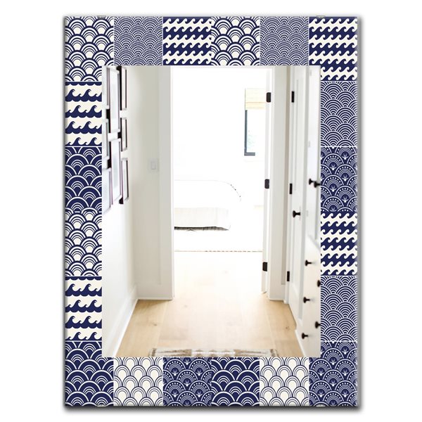 Designart 35.4-in x 23.6-in Blue Japanese Ocean Wave Pattern ...