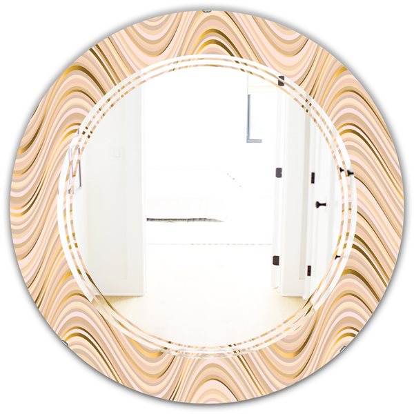 Designart 24-in x 24-in Abstract Luxury Beige Waves Modern Round Wall ...