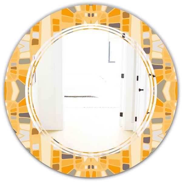 Designart 24-in Yellow Geometrical Abstract II Round Wall Mirror ...