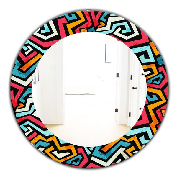 Designart 24-in x 24-in Red Bright Graffiti Pattern with Grunge Effect ...