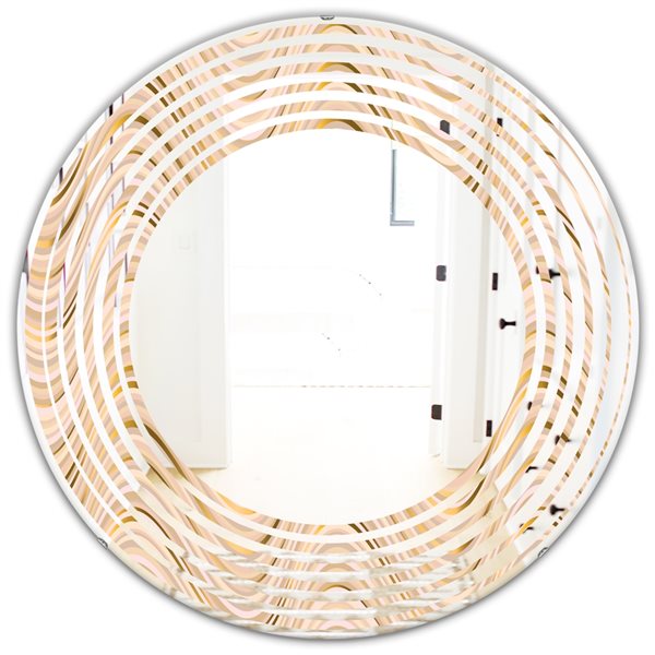 Designart 24-in x 24-in Luxury Beige Abstract Waves Modern Round Wall ...