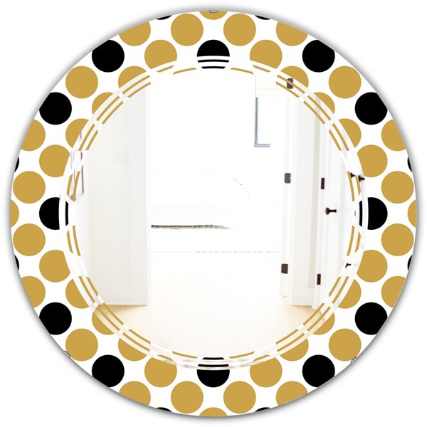 Designart 24-in x 24-in Golden Polka Dot Modern Round Wall Mirror ...