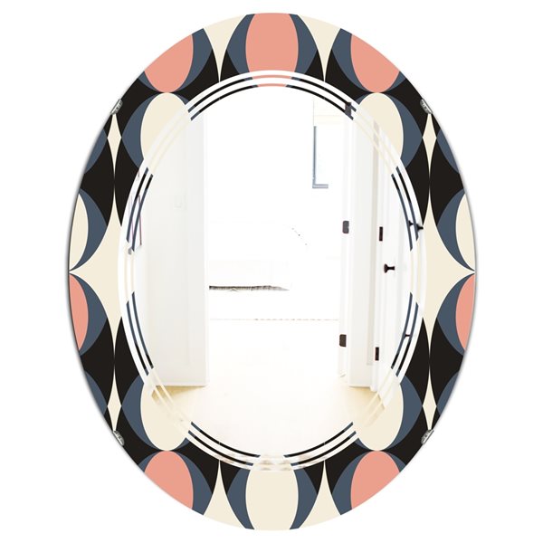 Designart 35.4-in Multi-Colour Retro Circular Pattern II Modern Oval ...