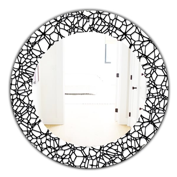 Designart 24-in x 24-in Black Abstract Mosaic Pattern Modern Mirror ...