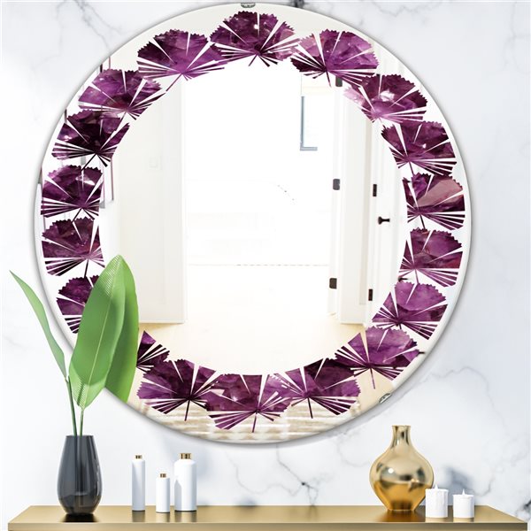 Designart 24-in Purple Gems Round Wall Mirror MIR16723-C3-C24 | RONA