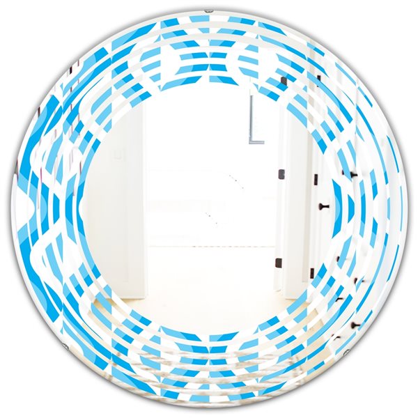 Designart 24-in Blue Retro Pattern Abstract Design VI Round Mirror ...