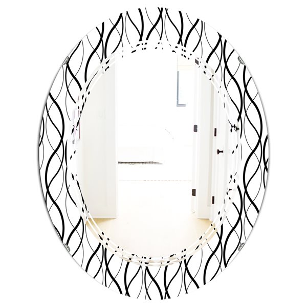 Designart 35.4-in x 23.7-in Black Retro Geometrical Abstract Minimal ...