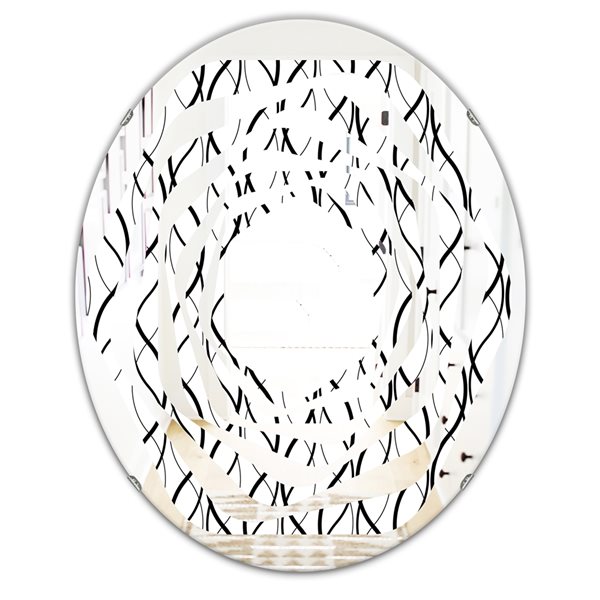 Designart 35.4-in Black Retro Geometrical Abstract Minimal Pattern X ...