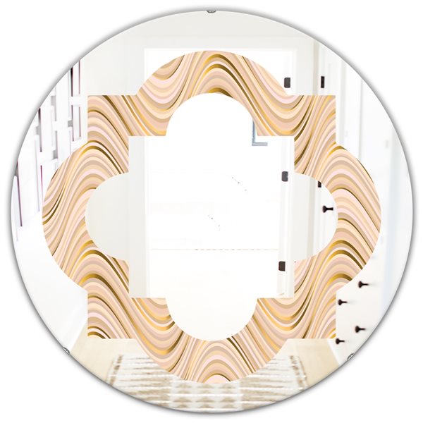 Designart 24-in x 24-in Abstract Luxury Beige Waves Modern Round Wall ...