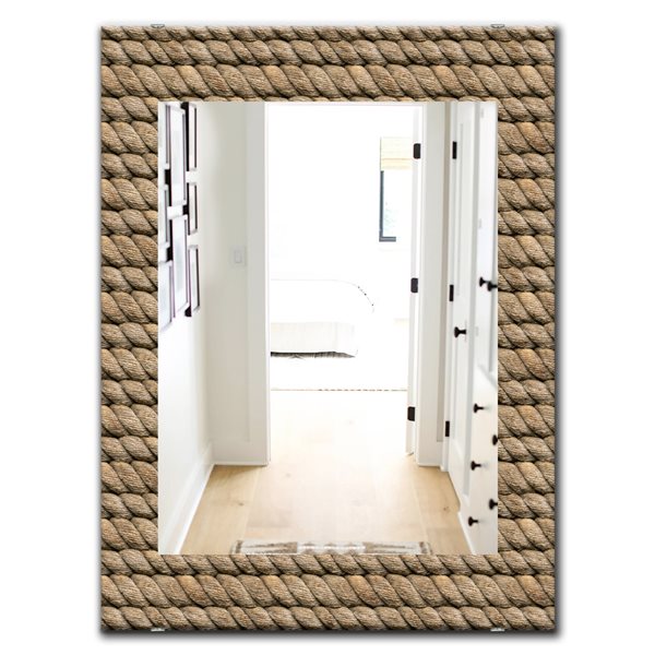 Designart 35.4-in x 23.6-in Brown Hemp Rope Farmhouse Mirror | RONA