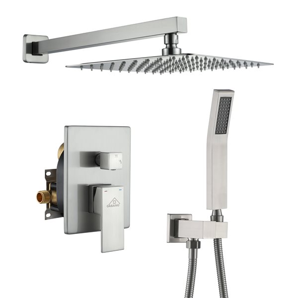 Casainc Brushed Nickel 10-in Wall Mounted Built-in Shower System CS3502 ...