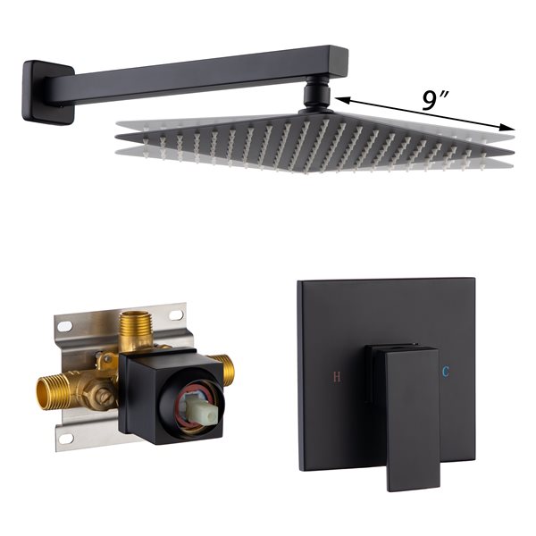 Casainc Matte Black Finish Wall Mounted Built-in Shower System | RONA