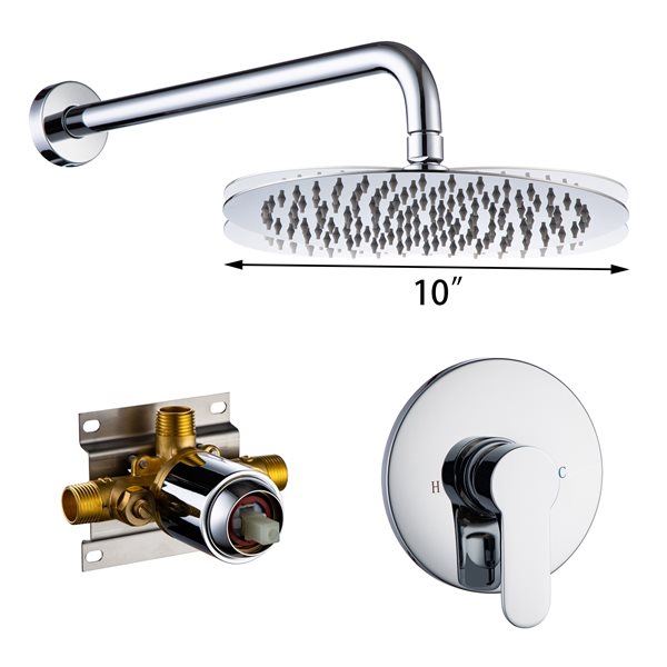 Casainc Polished Chrome Finish Built-in Shower System with Rough-In ...