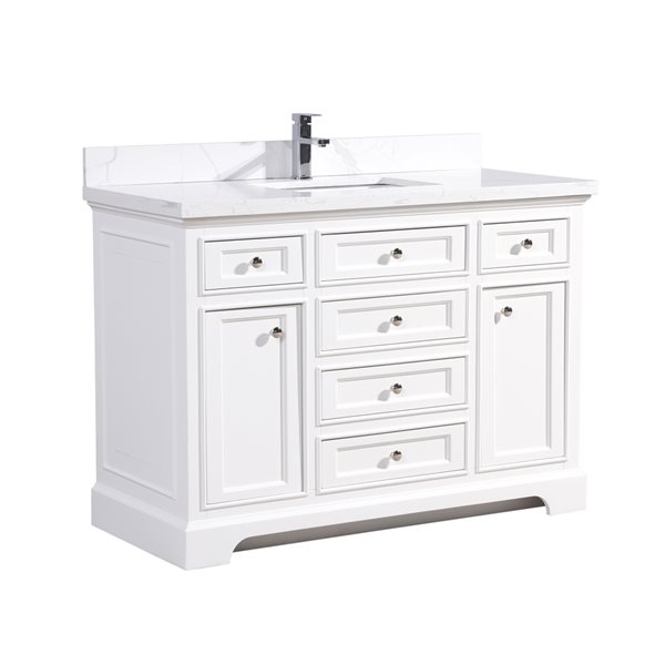 GEF Milanew 48-in White Single-Sink Bathroom Vanity with Quartz ...