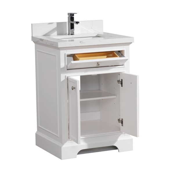 GEF Milanew 24-in White Single-Sink Bathroom Vanity with Quartz ...
