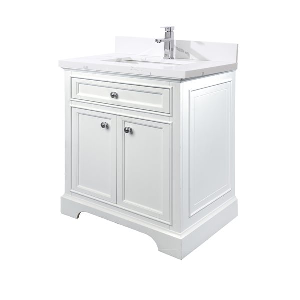 GEF Milanew 30-in White Single-Sink Bathroom Vanity with Quartz ...