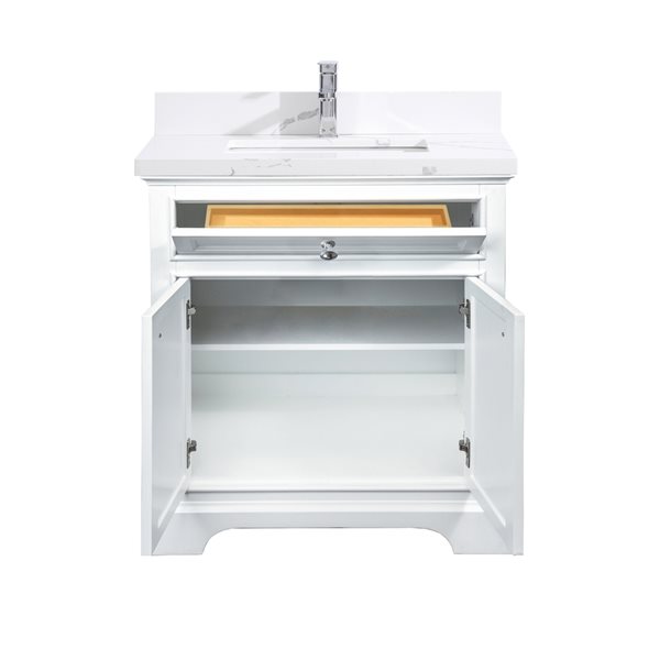 GEF Milanew 30-in White Single-Sink Bathroom Vanity with Quartz ...
