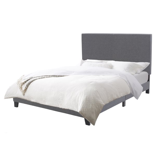 Lit Juniper en tissu gris pour grand lit de CorLiving BSN-205-Q | RONA