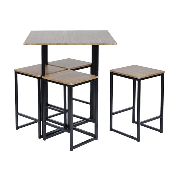 Homy Casa Brown Square Dining Table with Stools - 5-Piece 0300200012254 ...