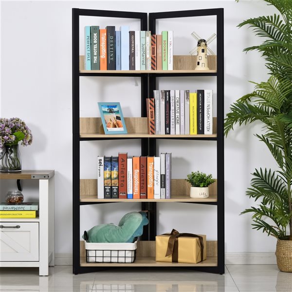 HomCom Oak Composite 4-Shelf Standard Bookcase 836-214AK | RONA