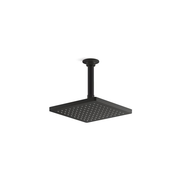 KOHLER Honesty Matte Black 1.75 GPM (6.6 LPM) 1-Spray Rain Shower Head ...
