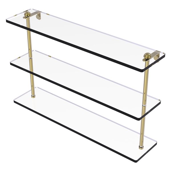 Allied Brass 22-in Triple Tiered Glass Shelf - Unlacquered Brass | RONA