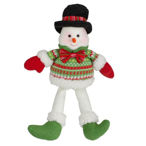 Northlight 18-in Red and Green Sitting Smiling Snowman Christmas Figure ...