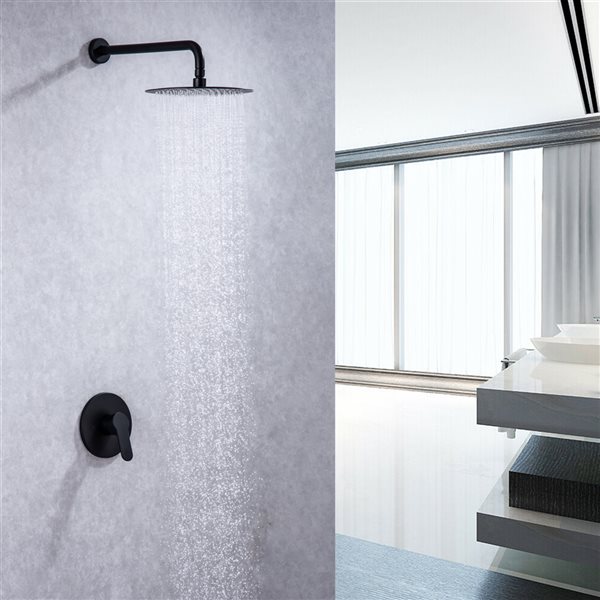 Clihome 10-in Metal Round Shower Head with Built-in Shower System in ...