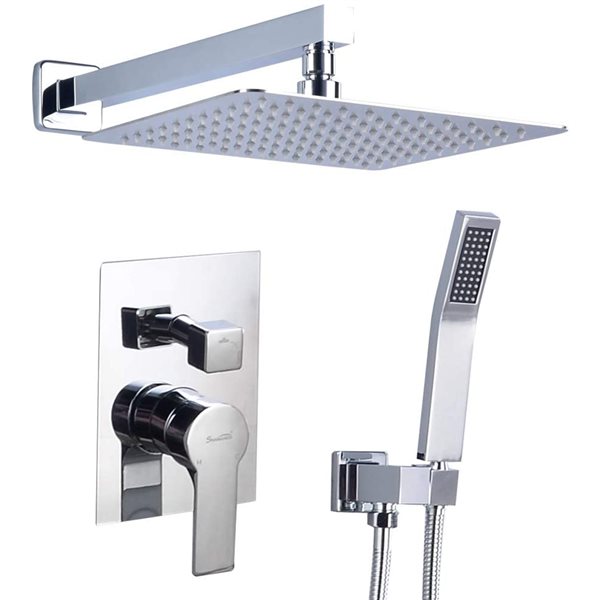 Clihome Brushed Chrome 10-in Metal Shower Head with Built-in Shower ... Clihome Brushed Chrome 10-in Metal Shower Head with Built-in Shower ...