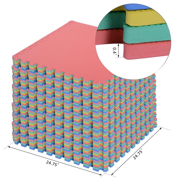 HomCom Multicolour Foam Square Indoor Interlocking Play Mat 431-033V01 ...
