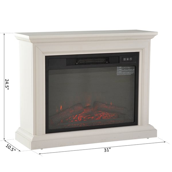 Foyer électrique autoportant et portable par HomCom blanc à DEL de 31 ...