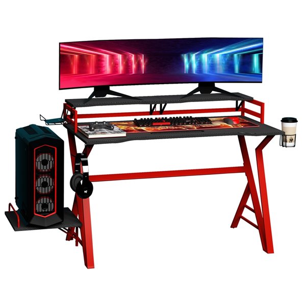 HOMCOM 66.14-in Black/Red Modern/Contemporary Computer Desk 836-120 | RONA