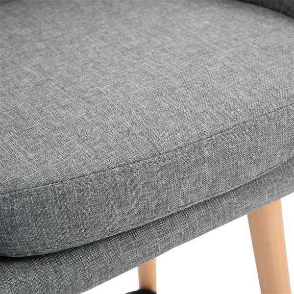 HomCom Grey Linen Classic Upholstered Bar Stools with Footrest - Set of ...
