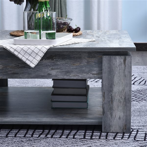 HomCom 2-Tier Grey Composite Coffee Table 833-557 | RONA