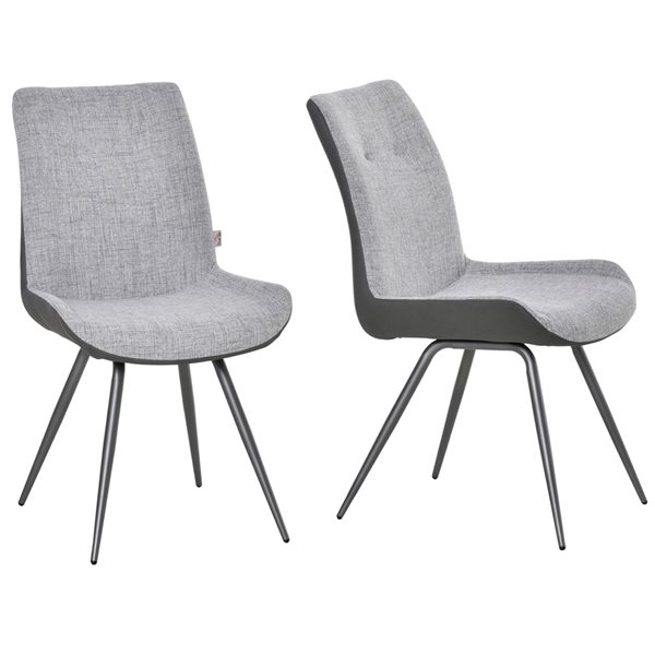 HOMCOM Contemporary Polyester Grey Upholstered Side Chair with Metal Frame - Set of 2 835-408 | RONA