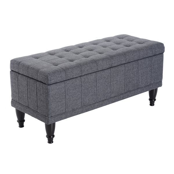 HOMCOM Modern Grey Linen Storage Bench 833-151GY | RONA