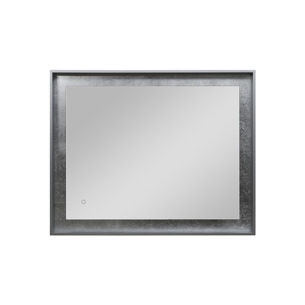 CASAINC 32-in LED Wall-Mounted Silver Rectangular Bathroom Mirror with ...