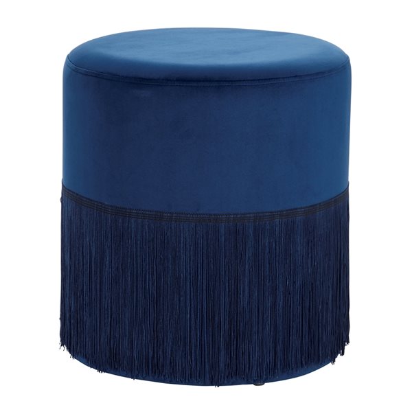 Grayson Lane Rustic Blue Polyester/Wood Round Ottoman 363454 | RONA