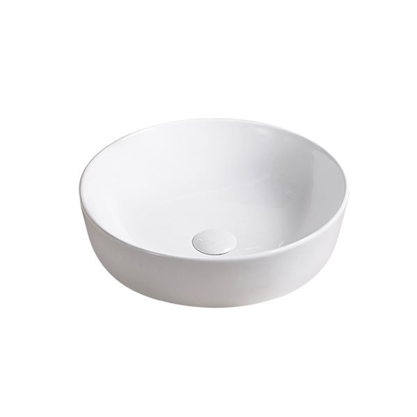 CASAINC White Ceramic Round Vessel Bathroom Sink with Overflow Drain ...