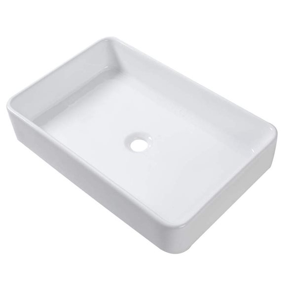 CASAINC White Ceramic Vessel Rectangular Bathroom Sink (24-in x 16-in) SL-LMP18006 | RONA