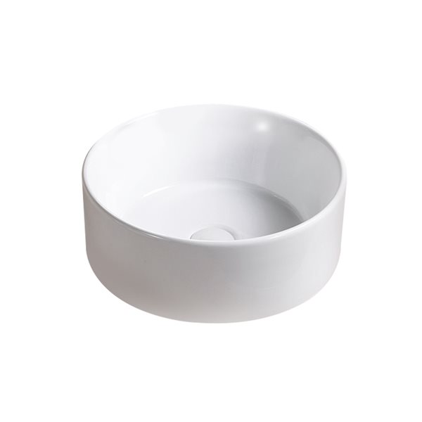 CASAINC Round White Ceramic Vessel Bathroom Sink with Overflow Drain ...