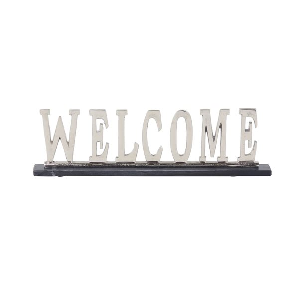 Grayson Lane Glam Silver Aluminum Welcome Sign Tabletop Decoration ...