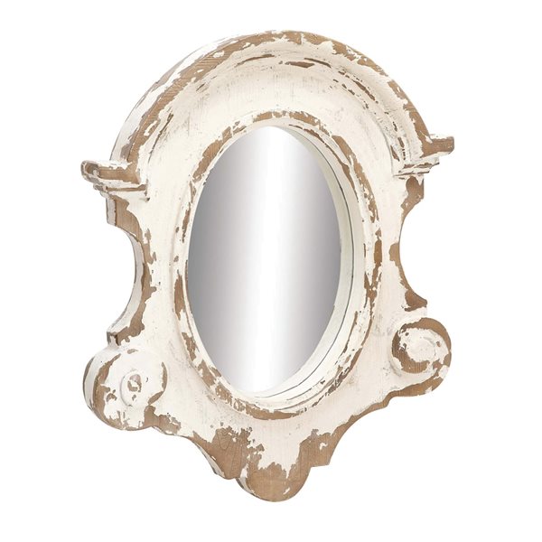 Grayson Lane 43-in x 35-in Irregular White Framed Wall Mirror 360188 | RONA