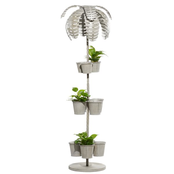 Grayson Lane 15.5-in W x 55.25-in H Contemporary Tropical Grey Metal ...